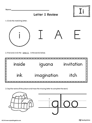 Letter Formation Worksheet Lowercase I Free Printable