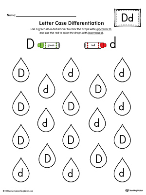 Letter D Uppercase and Lowercase Matching Worksheet | MyTeachingStation.com