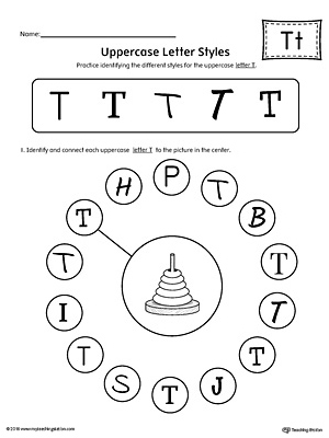 Uppercase Letter T Styles Worksheet | MyTeachingStation.com