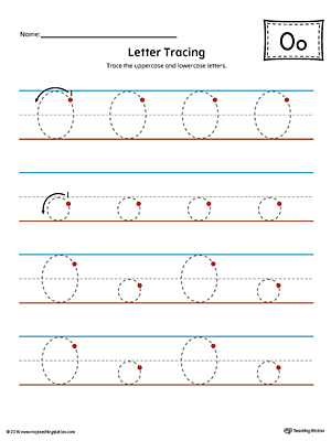 Letter O Tracing Printable Worksheet (Color) | MyTeachingStation.com